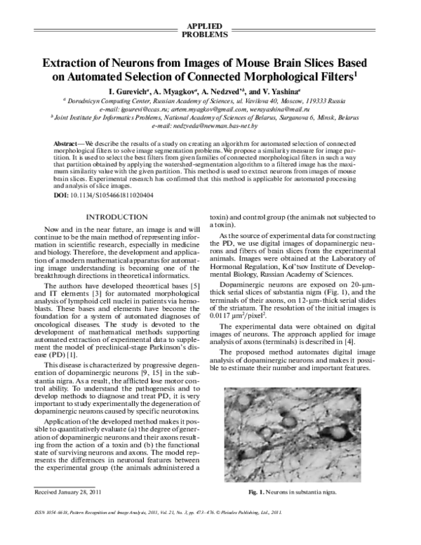 (PDF) Extraction of neurons from images of mouse brain slices based on ...