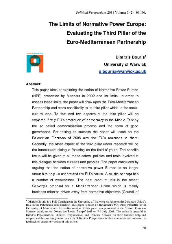 (PDF) The Limits of Normative Power Europe: Evaluating the Third Pillar of the Euro ...