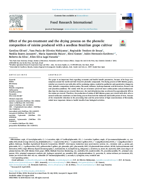 (PDF) Effect of the pre-treatment and the drying process on the phenolic composition of raisins ...