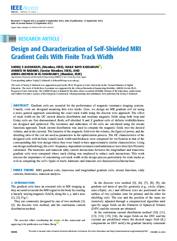 Pdf Design And Characterization Of Self Shielded Mri Gradient Coils With Finite Track Width