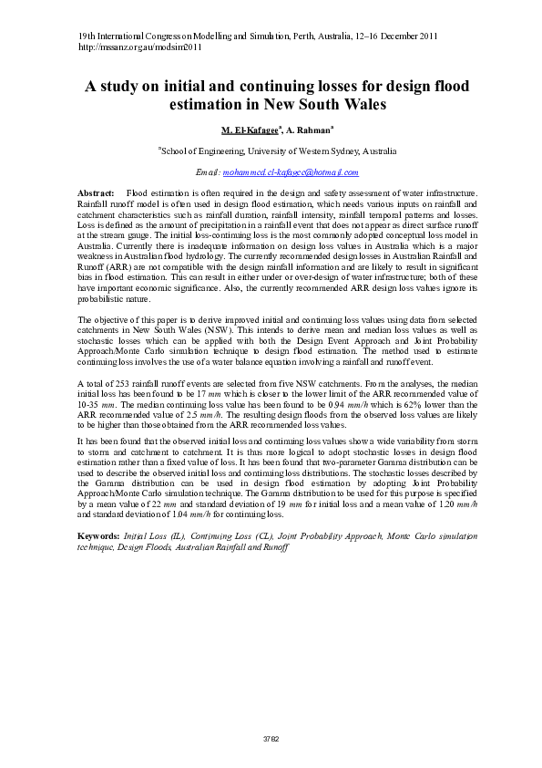 (PDF) A study on initial and continuing losses for design flood ...