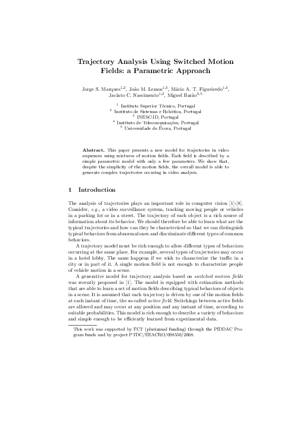 (PDF) Trajectory analysis using switched motion fields: A parametric approach