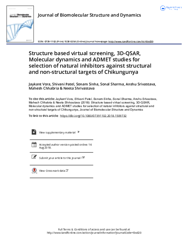 Pdf Structure Based Virtual Screening 3d Qsar Molecular Dynamics