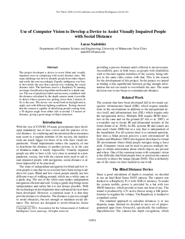 (PDF) Use of Computer Vision to Develop a Device to Assist Visually ...