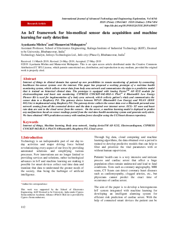Pdf Weather Data Analysis And Sensor Fault Detection Using An Extended Iot Framework With