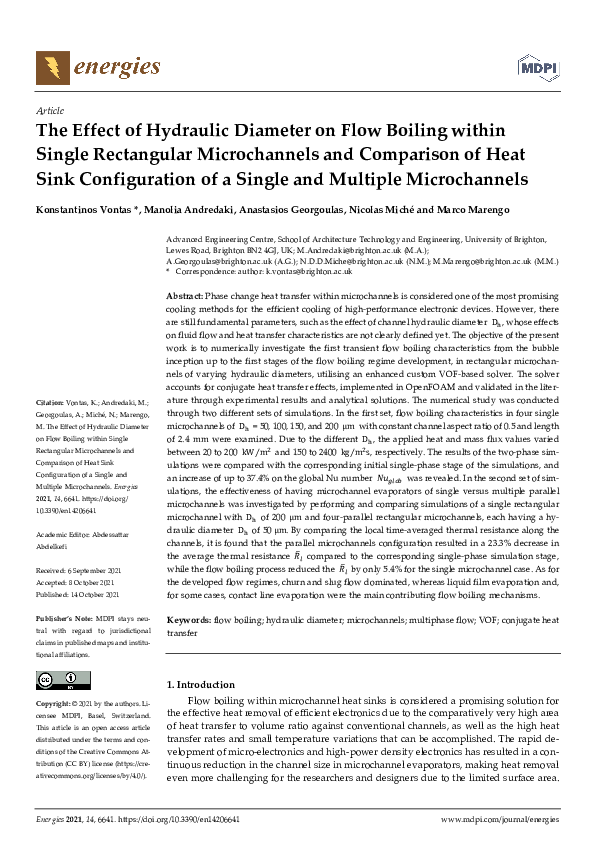 (PDF) Hydraulic Diameter's Impact on Flow Boiling in Microchannels