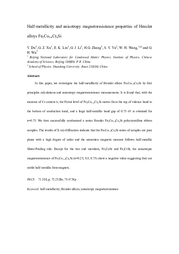 (PDF) Half-metallicity and anisotropy magnetoresistance properties of ...