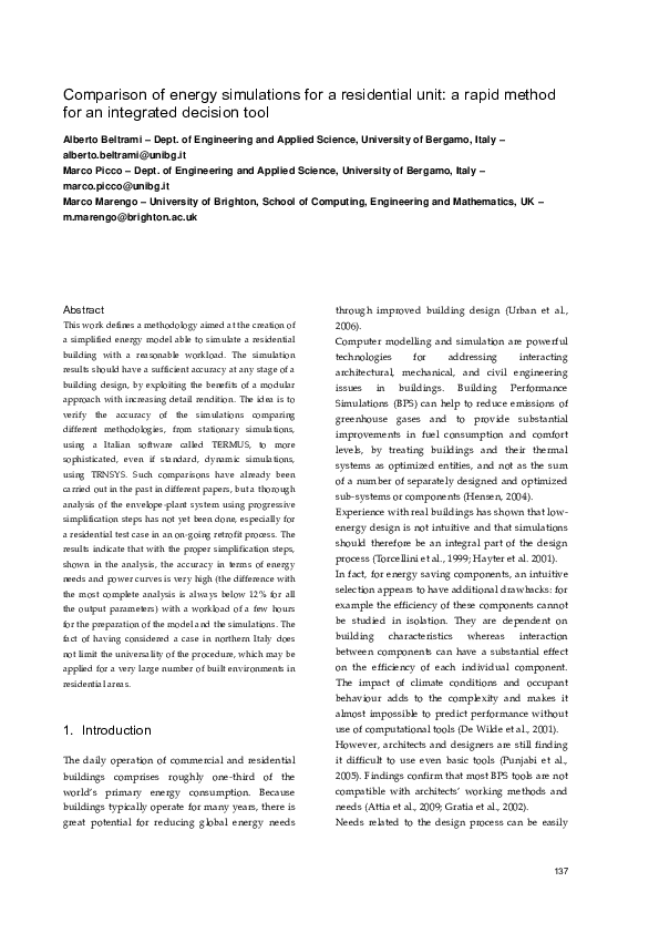 Comparison of Energy Simulations for a Residential Unit: a Rapid Method ...