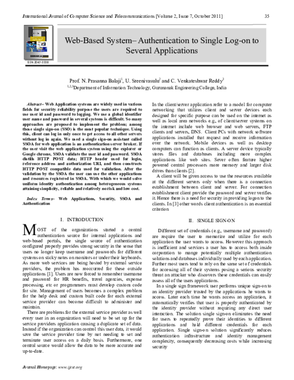 (PDF) M Web-Based System – Authentication to Single Logon to Several ...