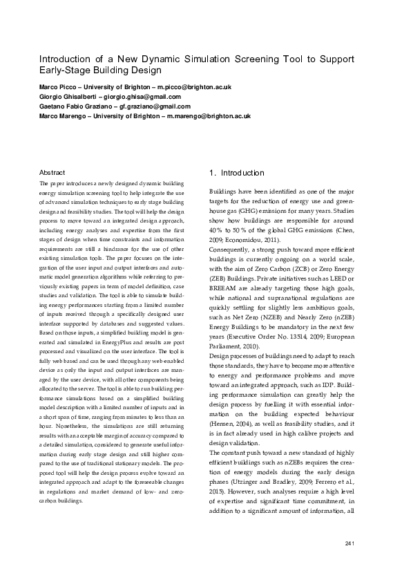 (PDF) Introduction of a new Dynamic simulation screening tool to support early stage building design