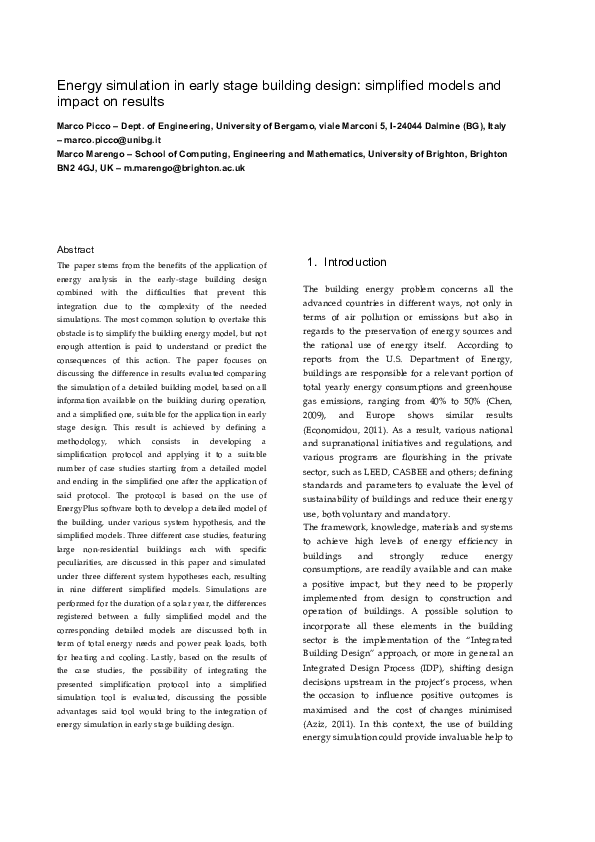 (PDF) Energy simulation in early stage building design: simplified ...