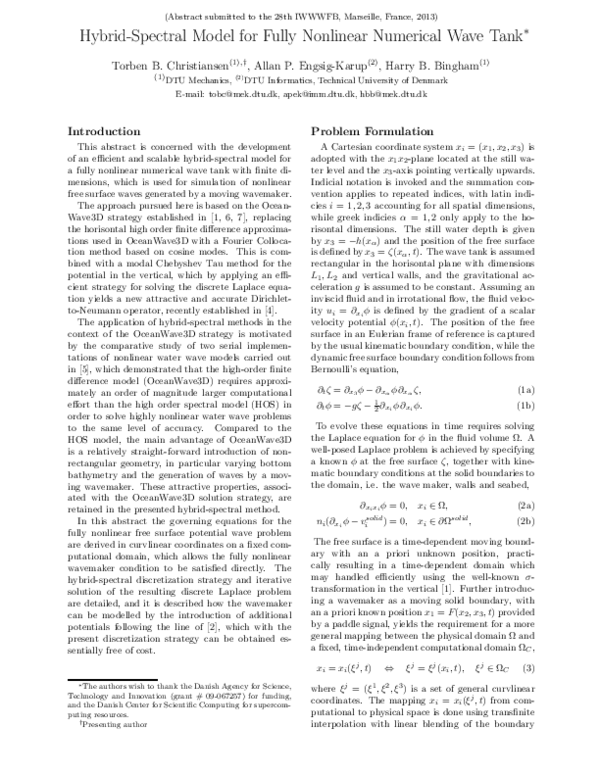 Pdf Efficient Hybrid Spectral Model For Fully Nonlinear Numerical