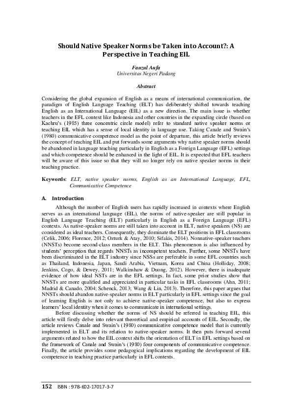 (PDF) Should Native Speaker Norms be Taken into Account?: A Perspective ...