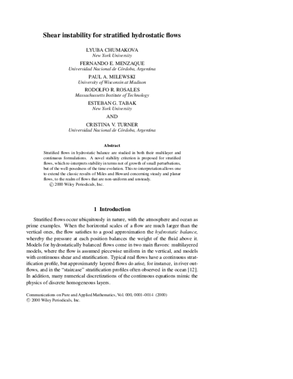 (PDF) Shear instability for stratified hydrostatic flows | Fernando ...