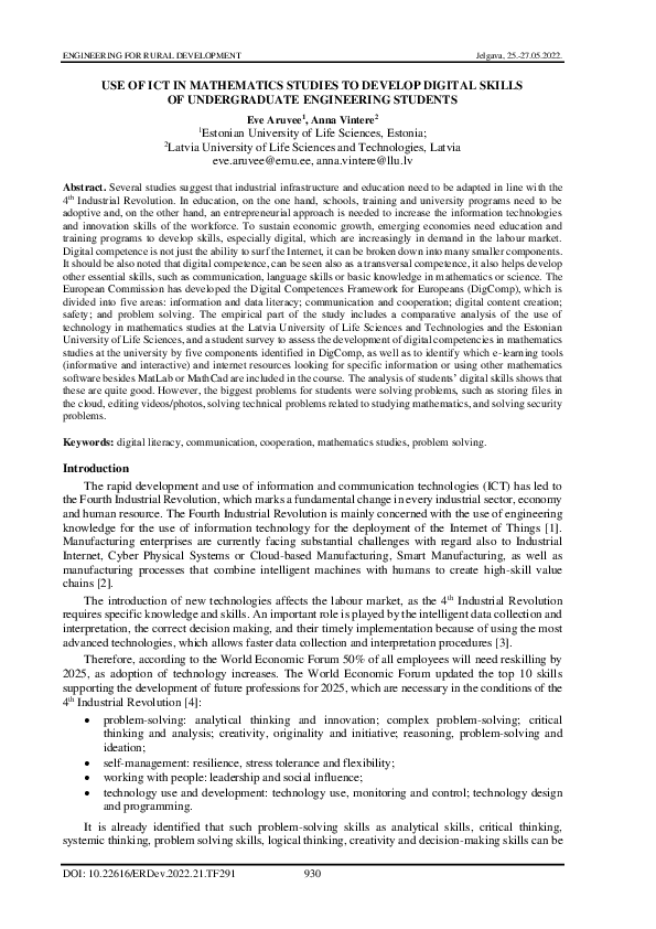 (PDF) Use of ict in mathematics studies to develop digital skills of ...