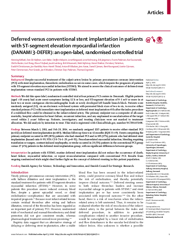 (PDF) Deferred versus conventional stent implantation in patients with ...