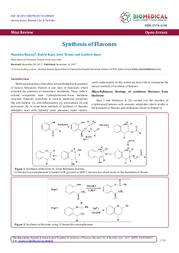 (PDF) Synthesis of Flavones