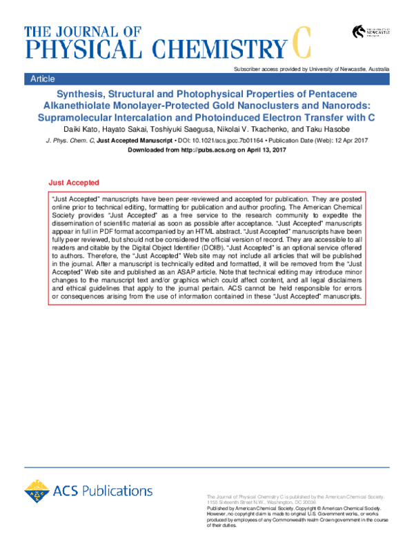 (PDF) Synthesis, Structural, and Photophysical Properties of the First ...