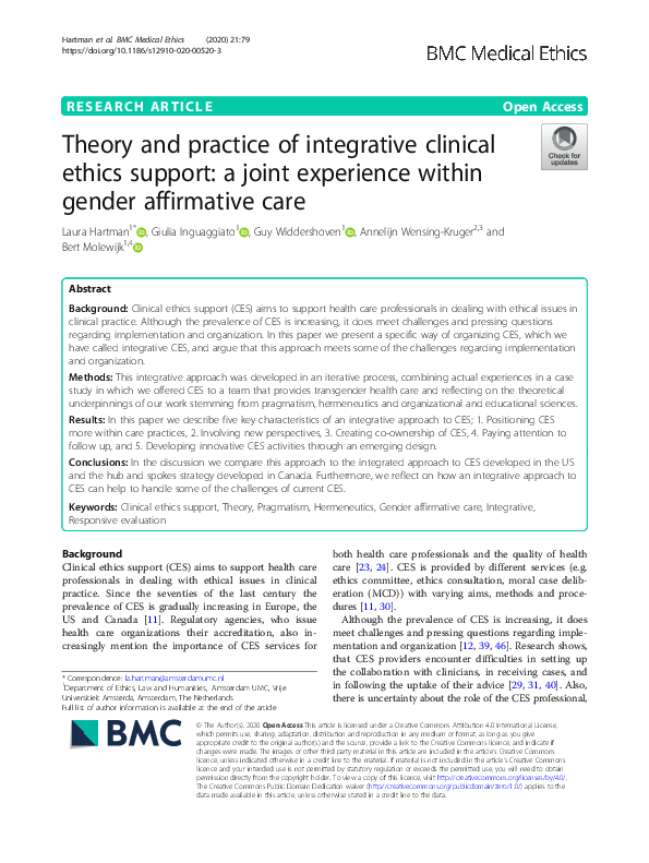 (PDF) Theory and practice of integrative clinical ethics support: a ...