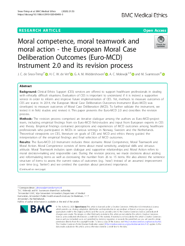 (PDF) Moral Competence, Moral Teamwork and Moral Action – The European ...