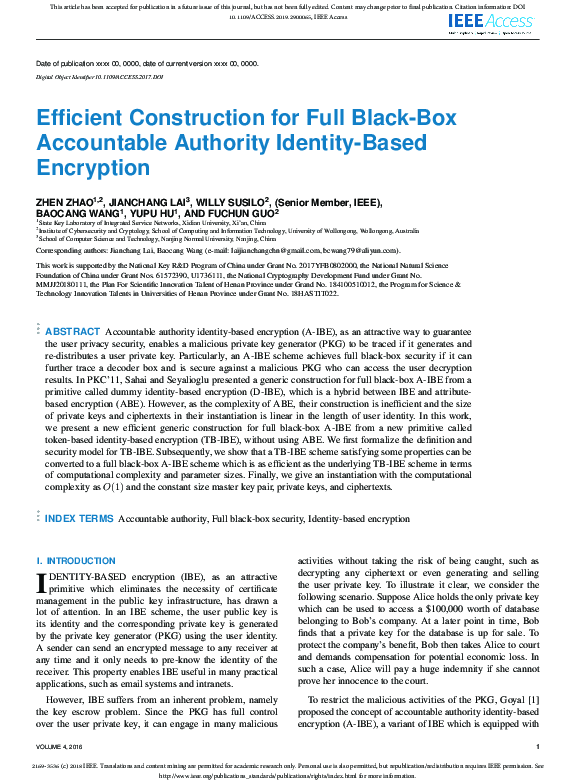 (PDF) Efficient Construction for Full Black-Box Accountable Authority ...