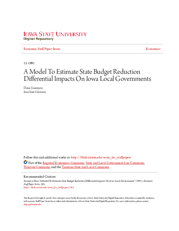 (PDF) A Model To Estimate State Budget Reduction Differential Impacts ...
