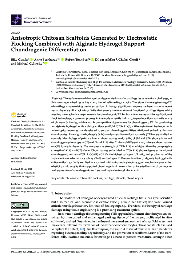 (PDF) Anisotropic Chitosan Scaffolds Generated by Electrostatic ...