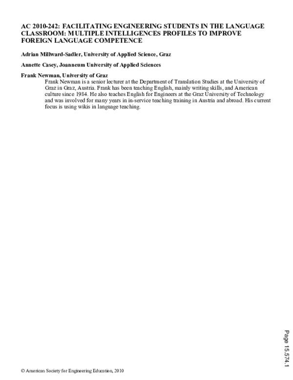 (PDF) Facilitating Engineering Students In The Language Classroom ...