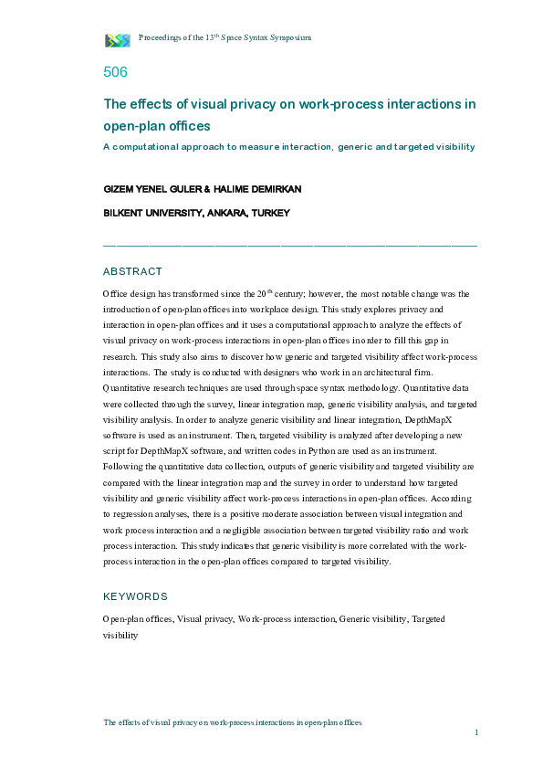 (PDF) The effects of visual privacy on work-process interactions in ...