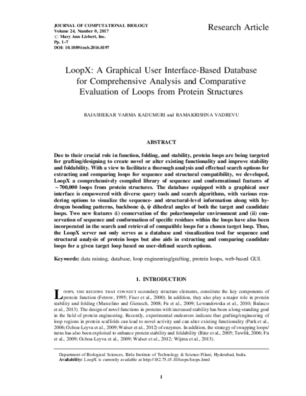 Pdf Loopx A Graphical User Interface Based Database For 8739