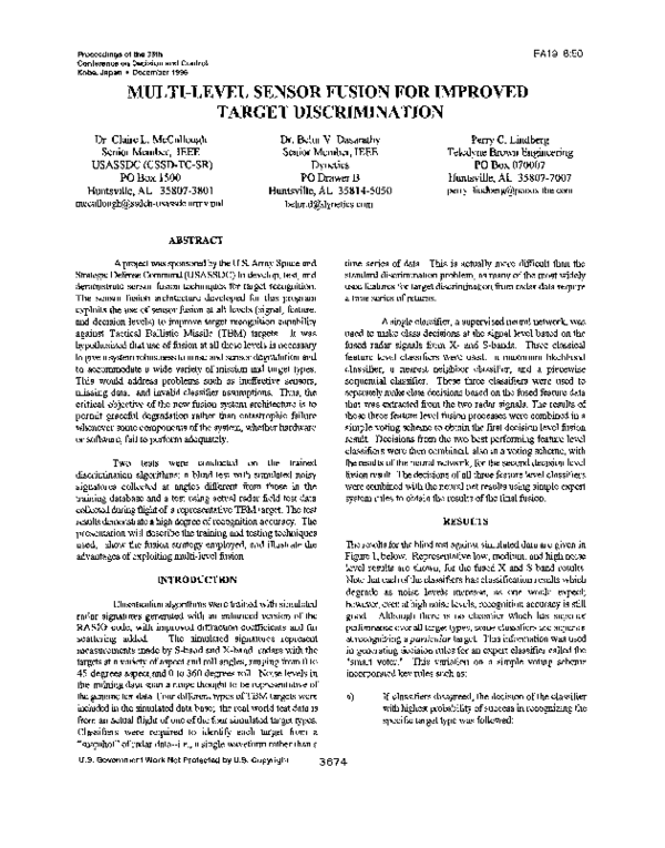 (PDF) Multi-level sensor fusion for improved target discrimination