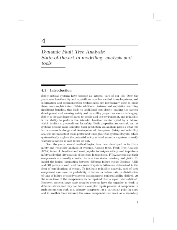 Pdf Dynamic Fault Tree Analysis State Of The Art In Modeling