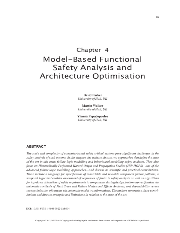 (PDF) Model-based functional safety analysis and architecture optimisation