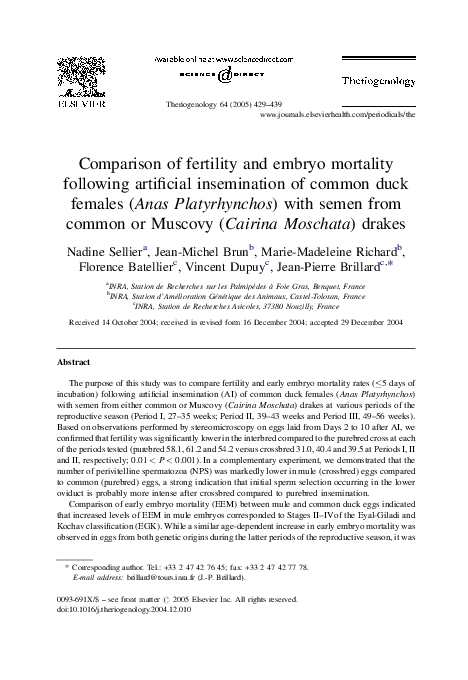 (PDF) Comparison of fertility and embryo mortality following artificial ...