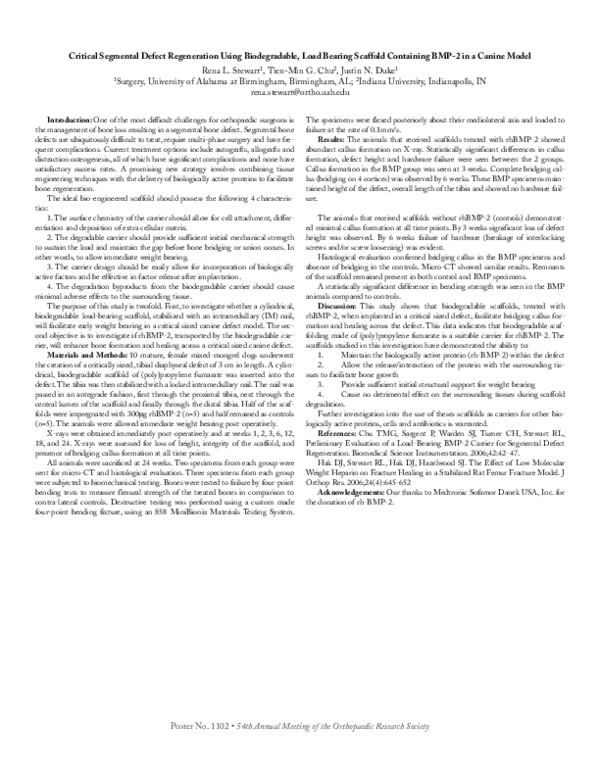 (PDF) Paper 082: Critical Segmental Defect Regeneration Using Biodegradable, Load Bearing ...