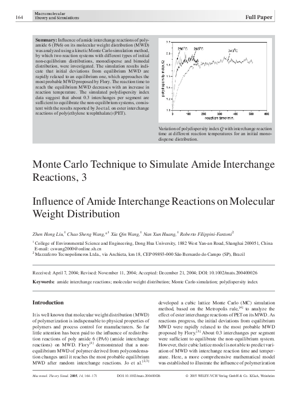 (PDF) Monte Carlo Technique to Simulate Amide Interchange Reactions, 1 ...
