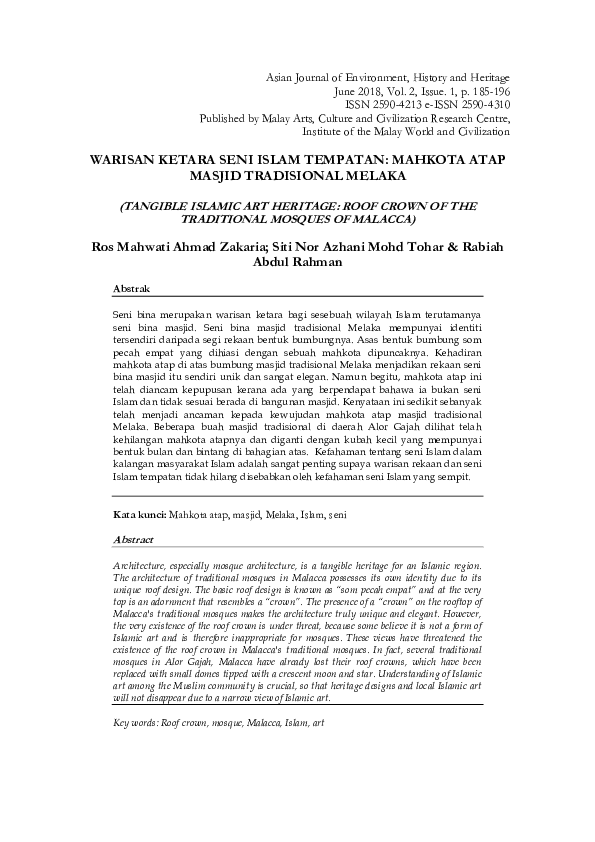 (PDF) Warisan Ketara Seni Islam Tempatan: Mahkota Atap Masjid ...
