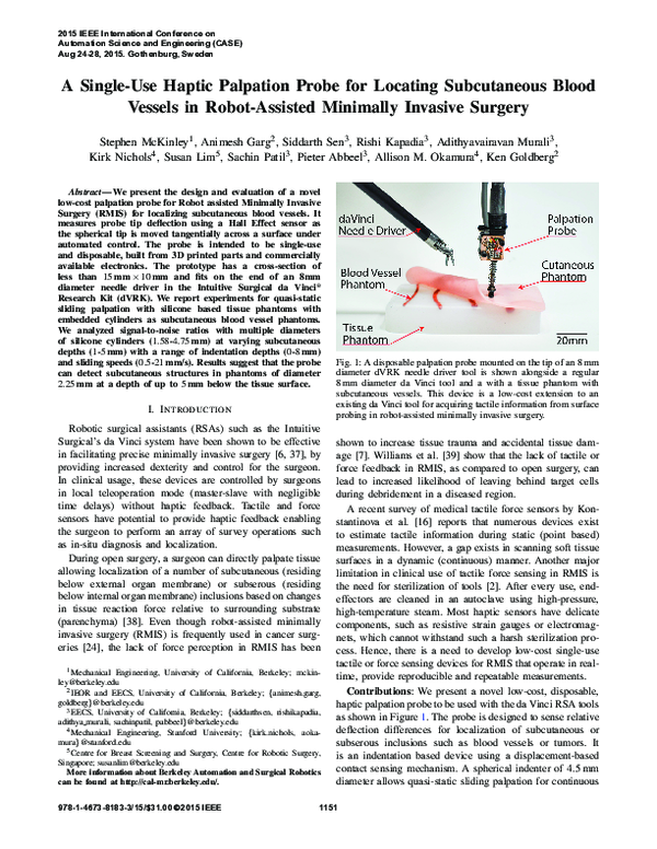 Pdf Single Use Haptic Probe For Subcutaneous Vessel Detection