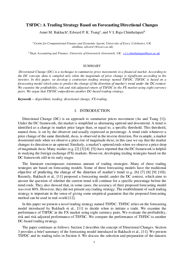 (PDF) TSFDC: A trading strategy based on forecasting directional change