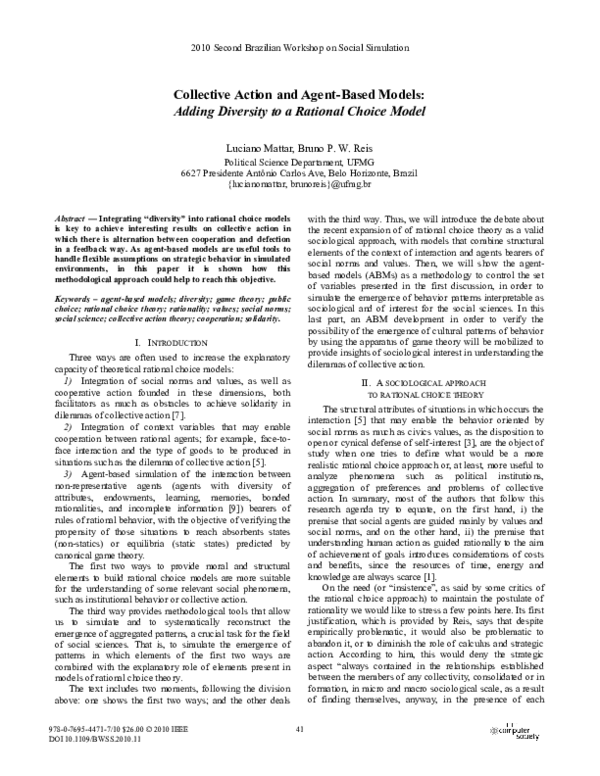 (PDF) Collective Action and Agent-Based Models: Adding Diversity to a Rational Choice Model