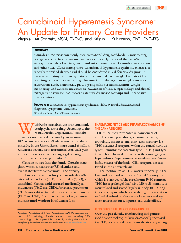 (PDF) Cannabinoid Hyperemesis Syndrome: An Update for Primary Care ...