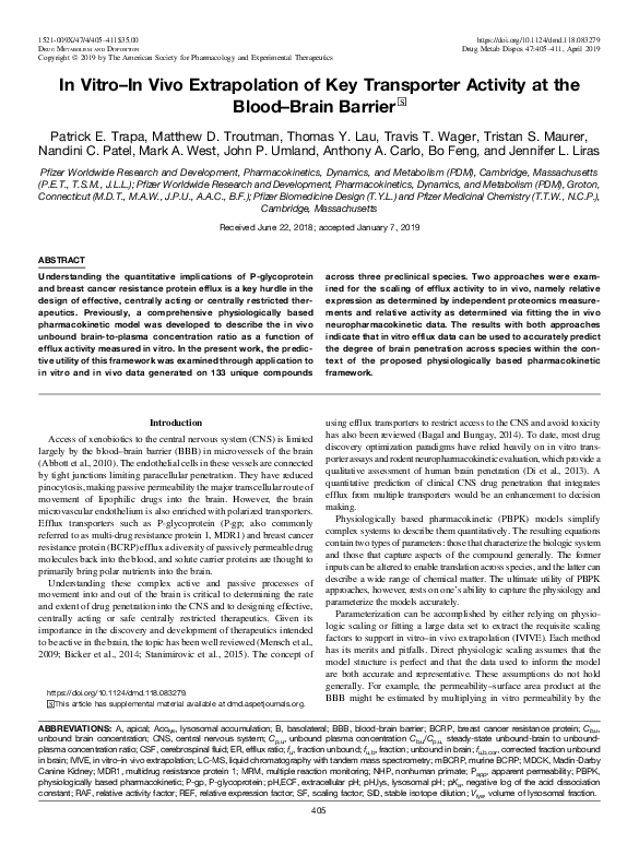 (PDF) In Vitro–In Vivo Extrapolation of Key Transporter Activity at the ...