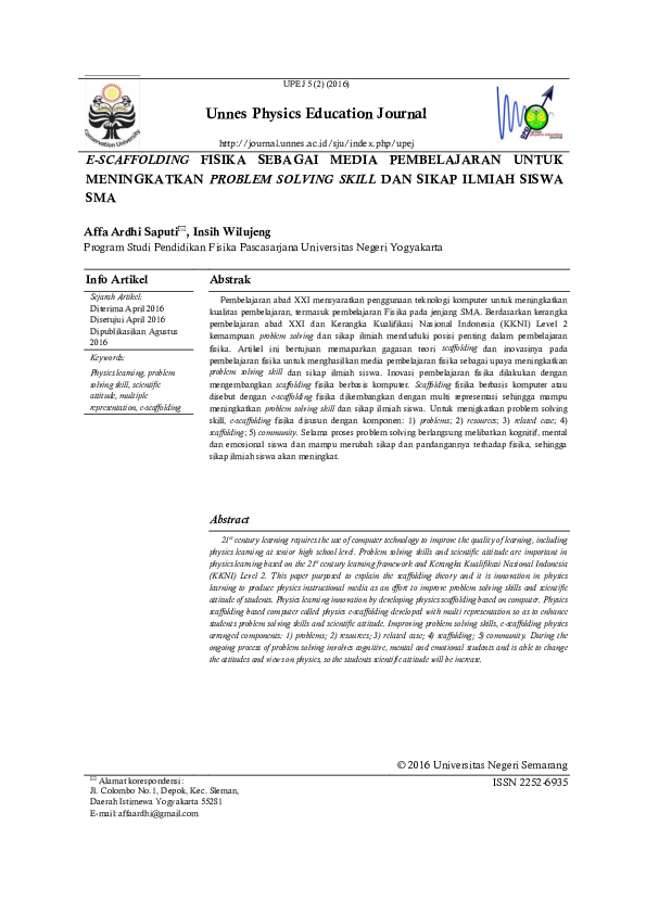 (PDF) Unnes Physics Education Journal E-SCAFFOLDING FISIKA SEBAGAI ...