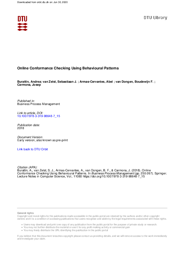 (PDF) Online Conformance Checking Using Behavioural Patterns