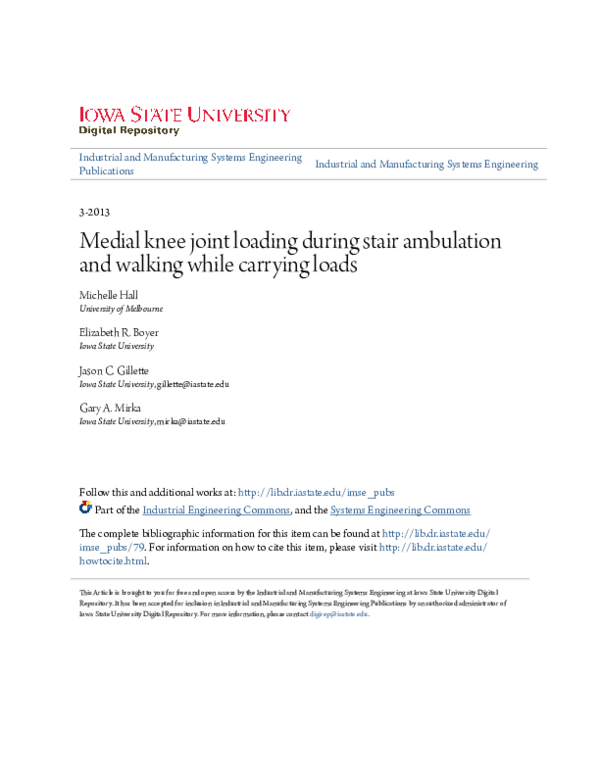 (PDF) Medial knee joint loading during stair ambulation and walking ...