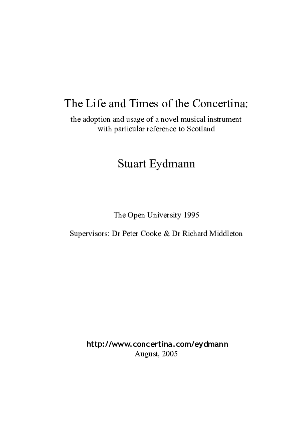 (PDF) The Life and Times of the Concertina: the adoption and usage of a ...