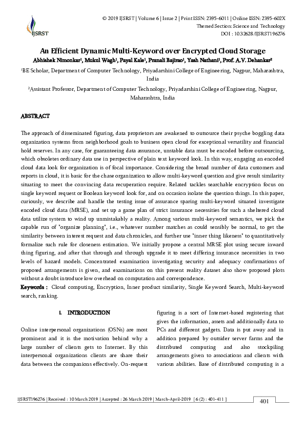 (PDF) An Efficient Dynamic Multi-Keyword over Encrypted Cloud Storage