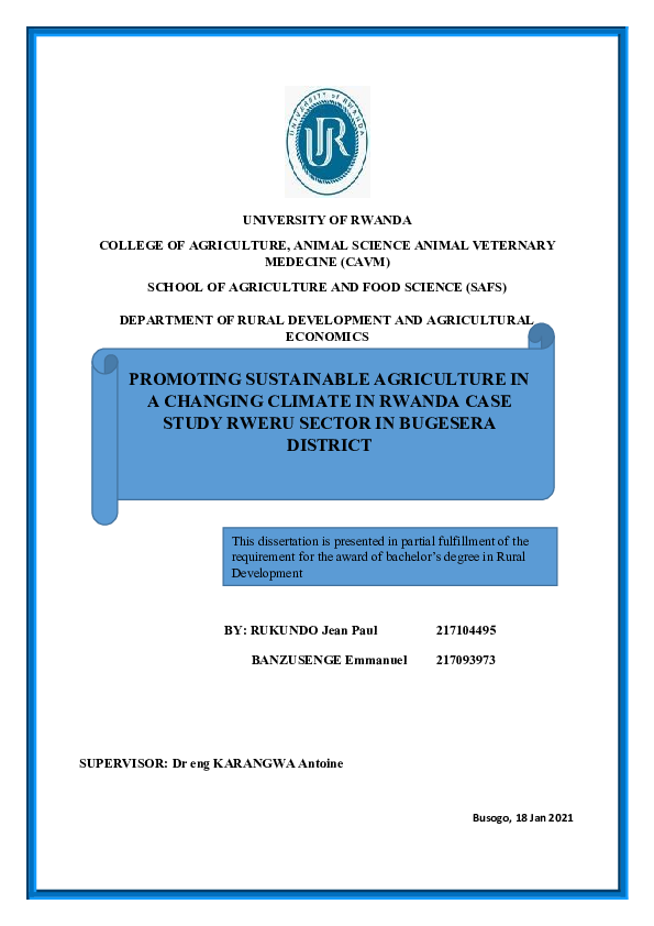 (DOC) PROMOTING SUSTAINABLE AGRICULTURE IN A CHANGING CLIMATE IN RWANDA ...