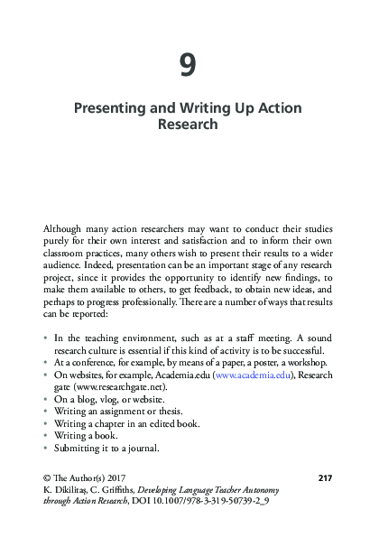 (PDF) Presenting and Writing Up Action Research | Carol Griffiths ...
