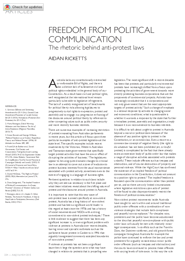 (PDF) Freedom from Political Communication